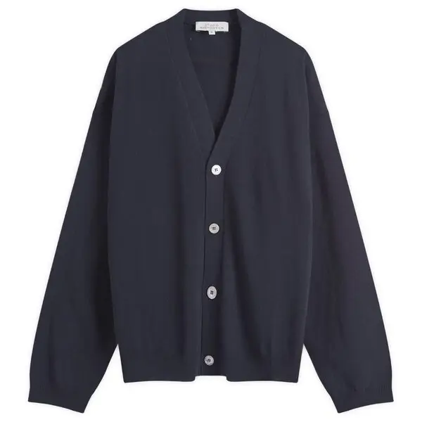 Studio Nicholson Parr Lambswool Knit Cardigan In Darkest Navy - 60
